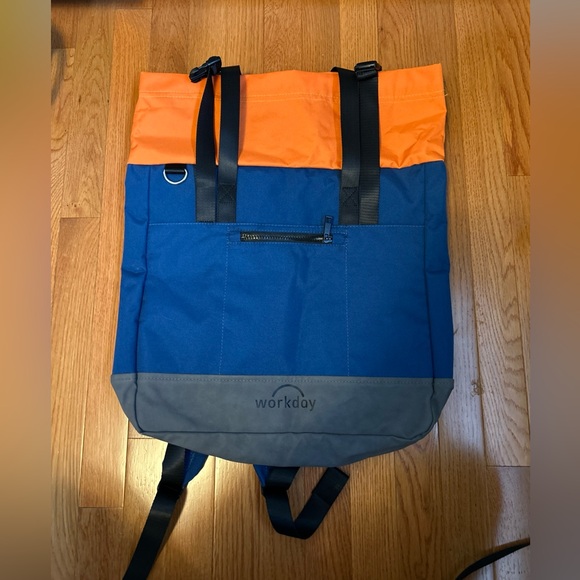 Bags | New Workday Blue And Orange Commuter Bag Laptop Pocket Backpack ...